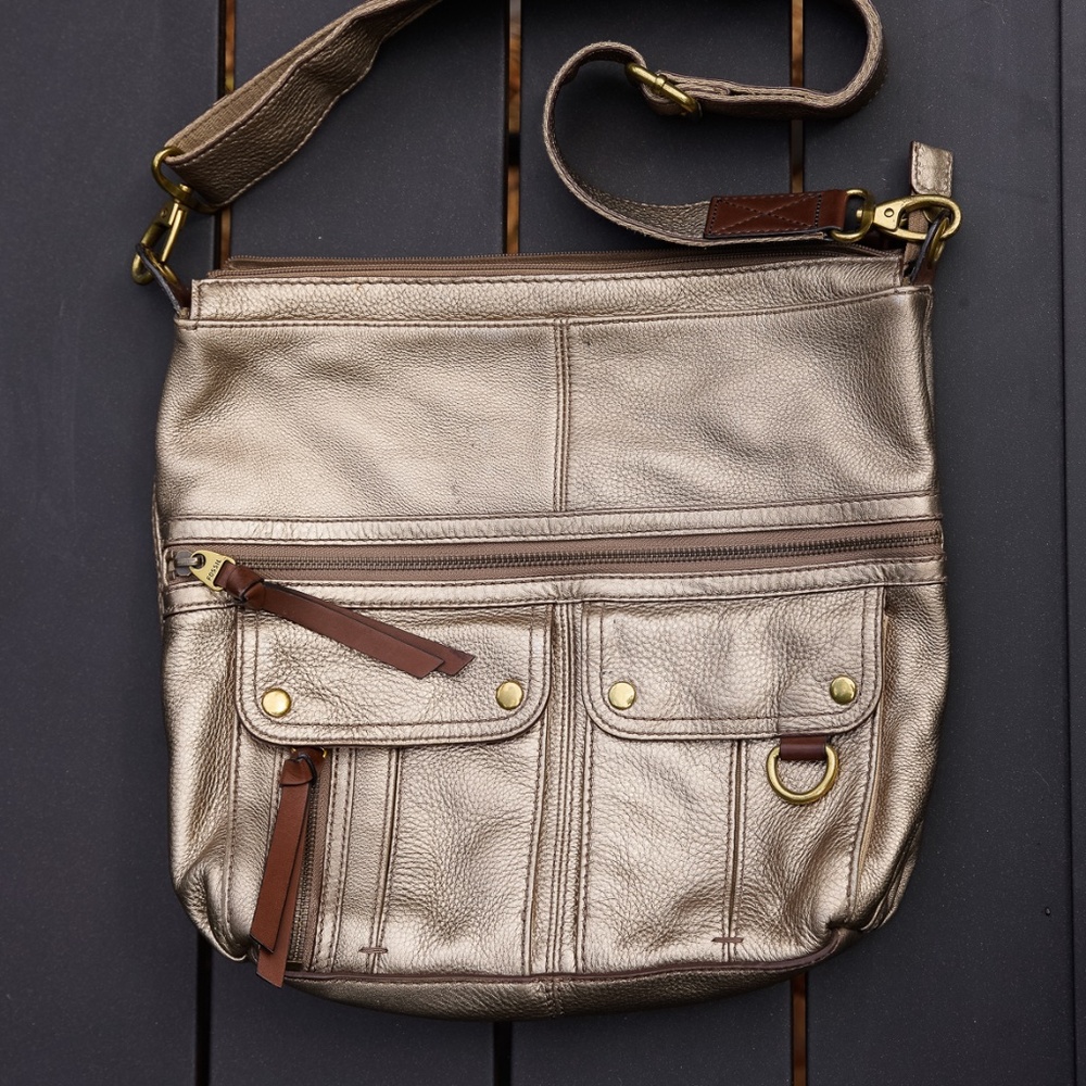 Fossil Large Crossbody, Bronze Leather - Gem